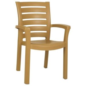 compamia marina patio dining arm chair in teak brown (set of 2)