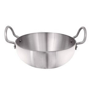 satre online and marketing aluminium kadai no.12 size, kadhai frying pan, cookware pan, thickness 4 mm -color-silver