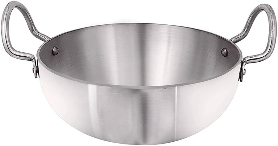 Shradha Trading Aluminium Kadai, Aluminum Indian Kadai,Indian Kadai, Cookware pan, Indian Stir Pan, Frying Pan, Size-12, Thickness 4 mm