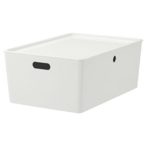 ikea kuggis box with lid white size 14 ½x21 ¼x8 ¼ 102.802.03