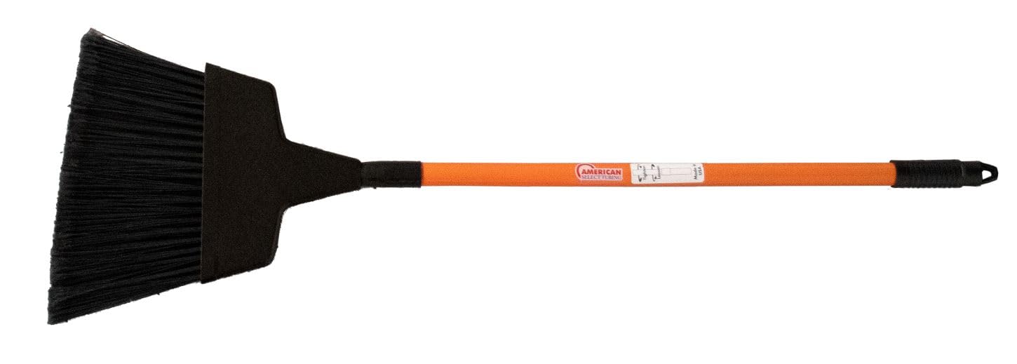 Large 12-inch Angle Broom with Extendable Orange/Black Handle (2 Pack)