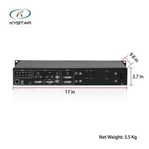 Kystar Full-Color HD LED Multi-Window Video Processor, 2560×1536@60Hz Matrix 1x2 Video Wall Controller- U2