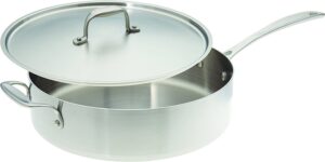 american kitchen - 12 inch stainless steel skillet saute pan, with cover, made in america