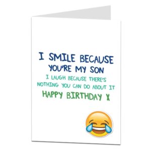 limalima funny son birthday cards perfect for 18th 21st 30th 40th 50th cool quirky design blank inside to add your own personal greetings