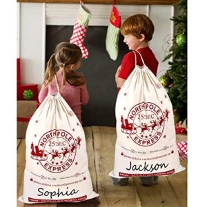 ourwarm 2pcs large christmas gifts bags, canvas blank storage bags with drawstring for christmas holiday party decorations, 28 x 20 inch