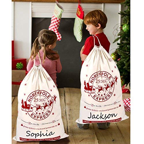 OurWarm 2PCS Large Christmas Gifts Bags, Canvas Blank Storage Bags with Drawstring for Christmas Holiday Party Decorations, 28 x 20 Inch