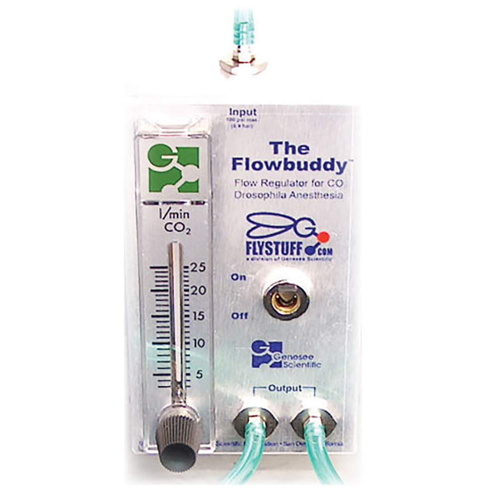 Flystuff Benchtop Flowbuddy Complete w/Ultimate Flypad – Precise CO2 Flow Control for Drosophila Workstations - CO2 Meter w/Immediate Flow Control Toggle Switch for Fly Culture Rooms