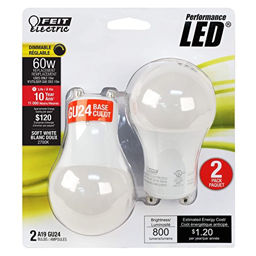 FEIT A60DM827GU2410KLED/2 800 Lumen 2700K Dimmable LED - 2-Pack