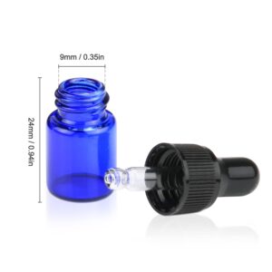 Furnido Pack of 50 2 ml (5/8 Dram) Cobalt Blue Glass Dropper Bottles,Empty Eye Dropper Sample Vials with Black Dropper Caps for Fragrance,Essential Oil,Perfume,Cosmetic Liquid Lotion-2 Dropper Free