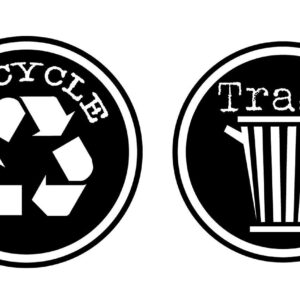 Grungy Recycle and Trash Decal Sticker for Trash cans-Matte Black-Home & Office Use! - Weatherproof- for virtually Any Smooth Surface (4")