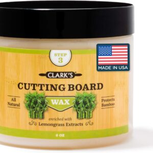 CLARK'S Cutting Board Wax Food Grade - All Natural Butcher Block Conditioner for Wooden Kitchen Utensils - Food Grade Beeswax for Cutting Board - Enriched with Lemongrass Extracts - 6oz