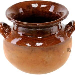 Olla De Barro Frijolera Brown Gloss Finish 6.5 Qt. Canterito Traditional Decorative Artisan Artezenia Fishbowl