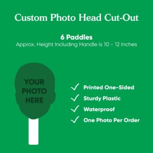 Big Dot of Happiness Fun Face Cutout Paddles - 6 Piece Cut Out Kit - Custom Photo Head Cut Out Photo Booth and Fan Props - Face Photo on Stick - Custom Face Photos Upload 1 Photo