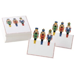 juvale christmas table place cards - 100-pack paper tent cards with nutcracker soldier die cut design, holiday festive colorful dining table decoration and party supplies, white, 2 x 3.5 inches