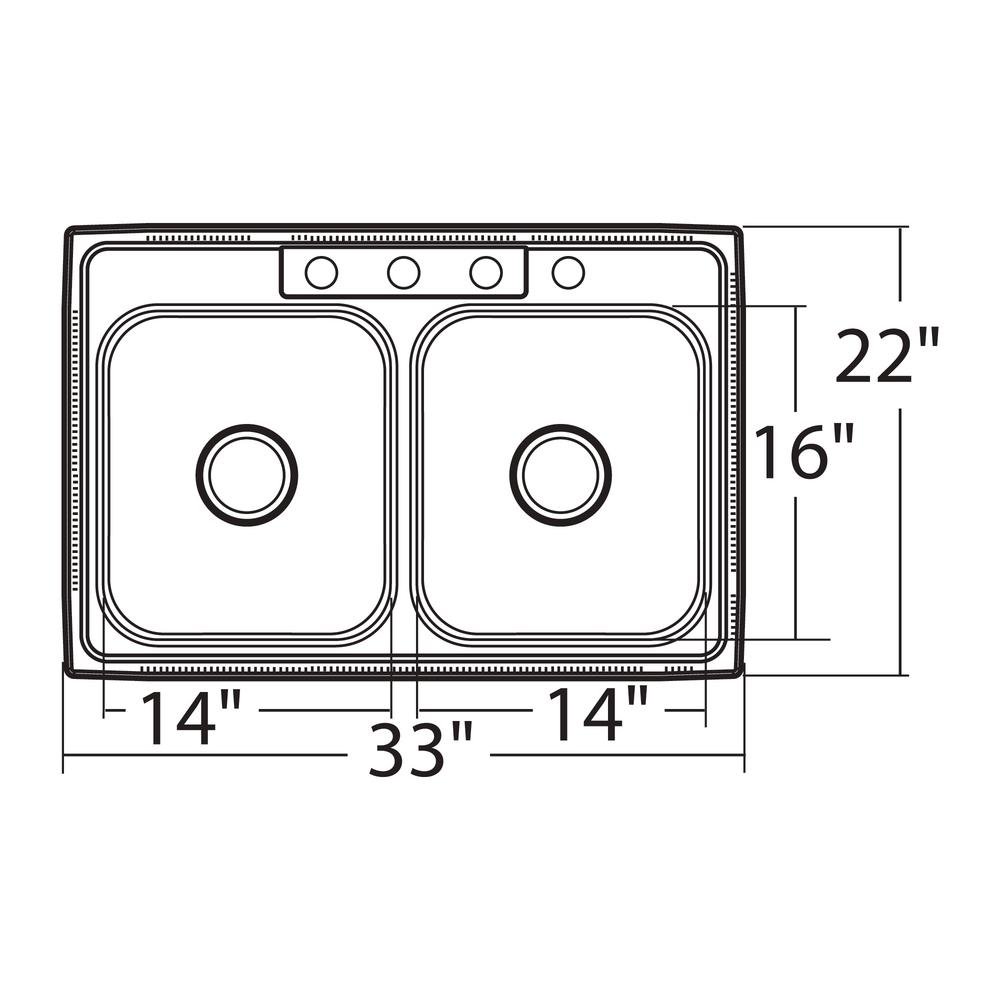 Westbrass S3348-26 Drop-In Stainless Steel 3-Hole 50/50 Double Bowl Kitchen Sink Set with Faucet in Polished Chrome (Strainers not included) 33" Polished Chrome