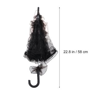 LUOEM Wedding Lace Parasol Umbrella Wedding Bride Umbrella Black Umbrella Photo Prop for Wedding Bridal Decoration - Size Small