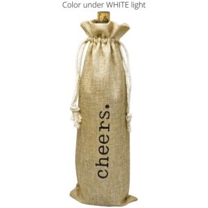 Burlap Wine Bag - 12 Jute Wine Bottle Gift Bags with Drawstring and "Cheers" Print - Gifting Supplies for Wedding, Party Favors, Christmas, Holiday and Wine Tasting Party (Brown, Cheers)