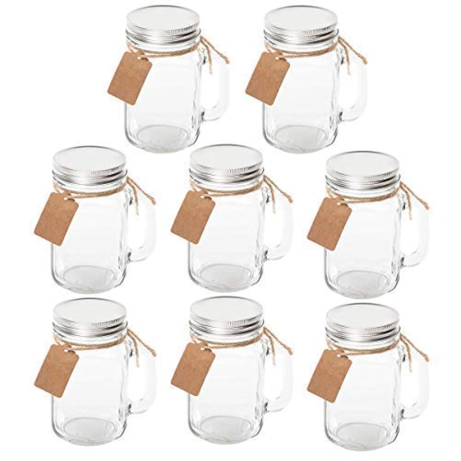 Maredash 8 Pack Mason Jars With Handle Lids with Chalkboard Labels and Tin Lids 16 OZ For Favors