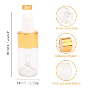 Pinklife 50 Pakcs Essential Oil Dropper Bottles 3ml Small Clear Glass Dropper Bottles Perfume Cosmetic Sample Vials Glass Eye Dropper Bottles,free 3ml dropper