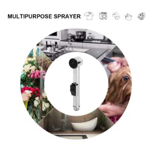 Fdit Toilet Bidet Shower Spray Chrome Plated ABS Small Nozzle Portable Handheld Home Bathroom Washer Shattaf Adapter