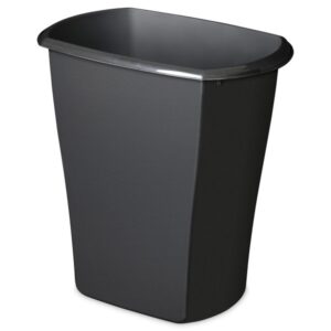 sterilite 10538006 10 gallon ultra plastic wastebasket trash can for home bedrooms, kitchens, or office spaces, black, 6-pack