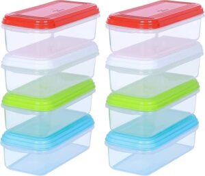 arsuk 8 pack baby food storage containers (8.5oz/250ml) - small plastic containers with lids for freezer - microwavable, dishwasher safe & bpa free