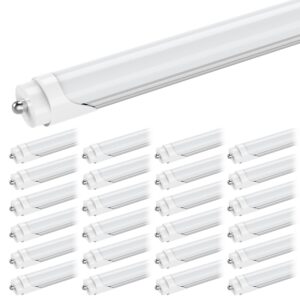 cnsunway 8ft led bulbs, 45w 5400lm super bright, 5000k daylight, t8 t10 t12 led tube lights, fa8 single pin led lights, frosted cover, ballast bypass, fluorescent light bulbs replacement (25 pack)