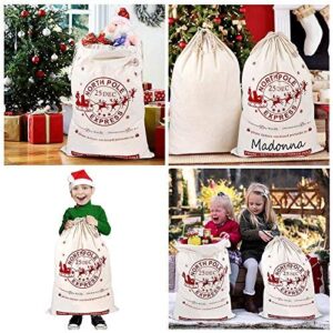 OurWarm 2PCS Large Christmas Gifts Bags, Canvas Blank Storage Bags with Drawstring for Christmas Holiday Party Decorations, 28 x 20 Inch