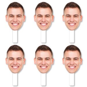 big dot of happiness fun face cutout paddles - 6 piece cut out kit - custom photo head cut out photo booth and fan props - face photo on stick - custom face photos upload 1 photo