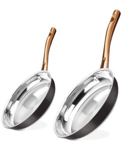 exclusive cuisinart 9 inch & 11 inch onyx black & rose gold stainless steel skillet set