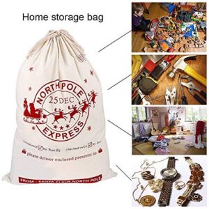 OurWarm 2PCS Large Christmas Gifts Bags, Canvas Blank Storage Bags with Drawstring for Christmas Holiday Party Decorations, 28 x 20 Inch