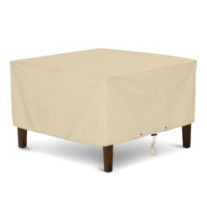 sunpatio outdoor ottoman cover, heavy duty waterproof square coffee table cover, patio furniture side table cover, all weather protection, 32" l x 32" w x 18" h, beige