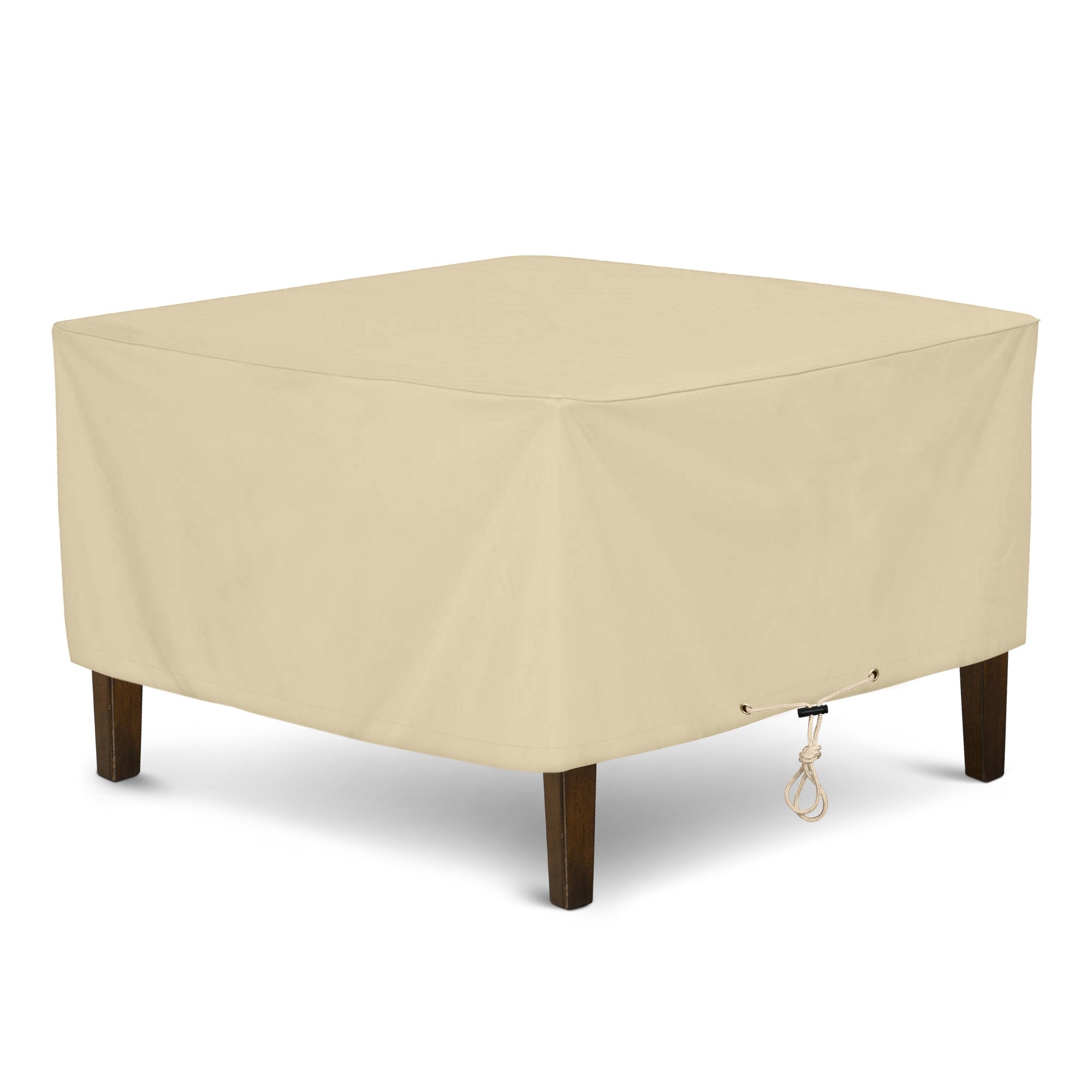 SunPatio Outdoor Ottoman Cover, Heavy Duty Waterproof Square Coffee Table Cover, Patio Furniture Side Table Cover, All Weather Protection, 32" L x 32" W x 18" H, Beige