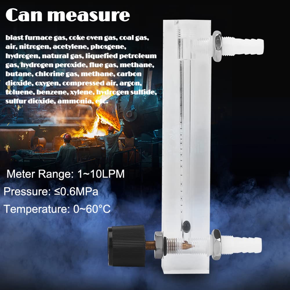 Gas Flowmeter, Flowmeter 1-10LPM Meter with Control Valve for Oxygen Air Gas