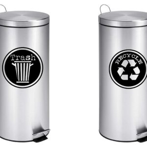 Grungy Recycle and Trash Decal Sticker for Trash cans-Matte Black-Home & Office Use! - Weatherproof- for virtually Any Smooth Surface (4")