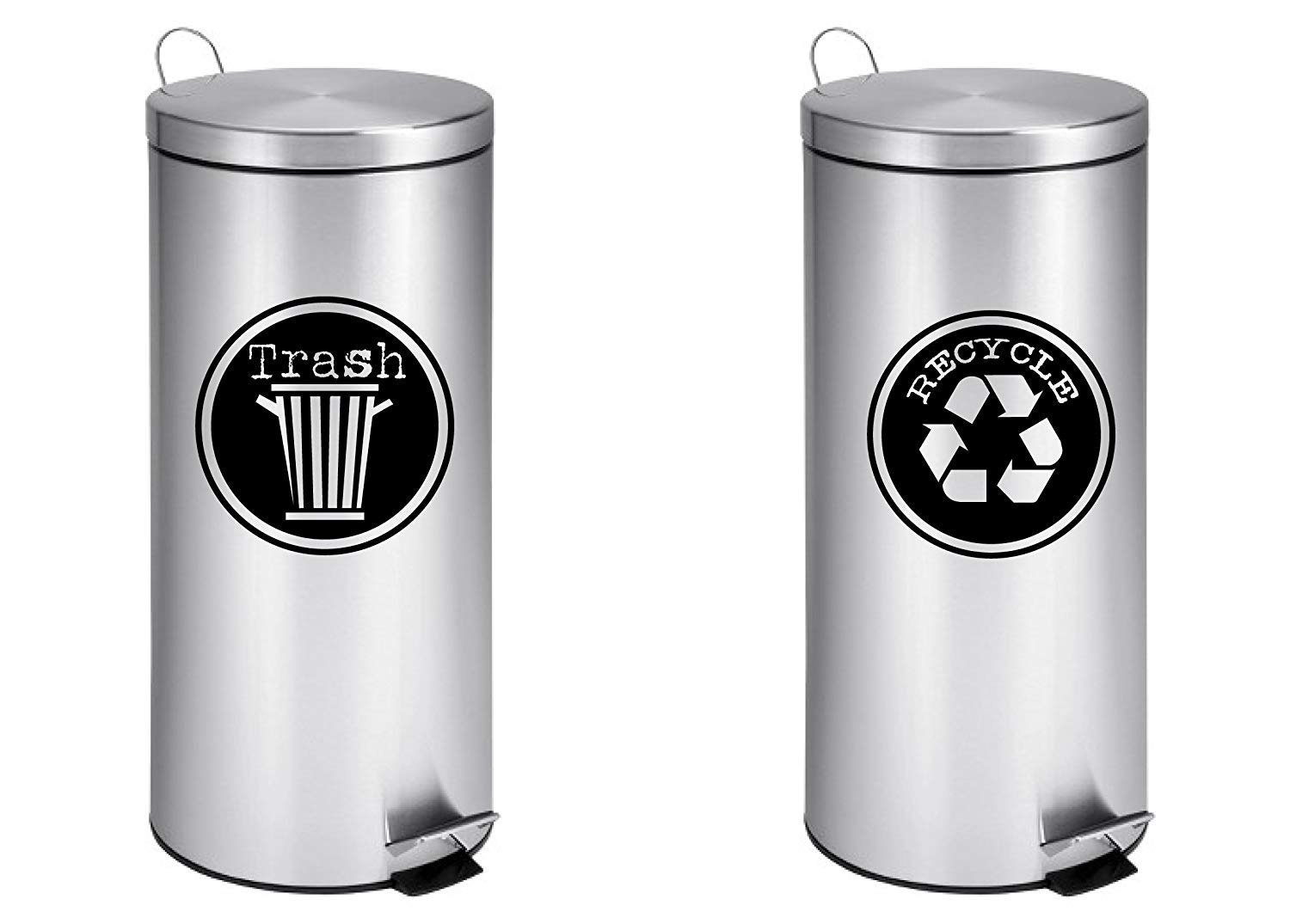 Grungy Recycle and Trash Decal Sticker for Trash cans-Matte Black-Home & Office Use! - Weatherproof- for virtually Any Smooth Surface (4")