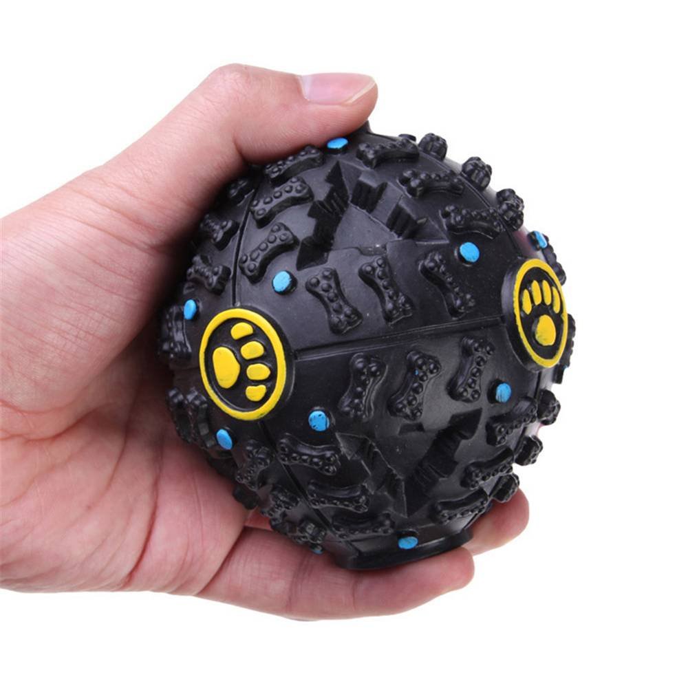 Aurynns Black Rubber Ball Squeaky Ball Chew Treat Dispensing Holder Dental Training Size S/M/L (L(4.7"))