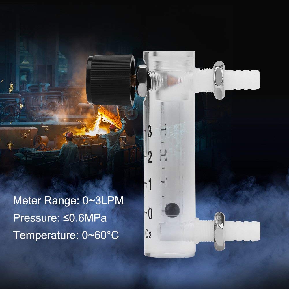 Hilitand Gas Flowmeter, LZQ-2 Flowmeter 0-3LPM Flow Meter with Control Valve for Oxygen Air Gas