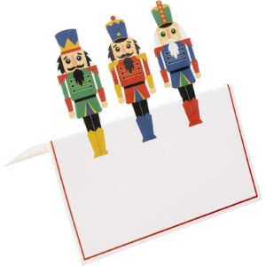 Juvale Christmas Table Place Cards - 100-Pack Paper Tent Cards with Nutcracker Soldier Die Cut Design, Holiday Festive Colorful Dining Table Decoration and Party Supplies, White, 2 x 3.5 Inches