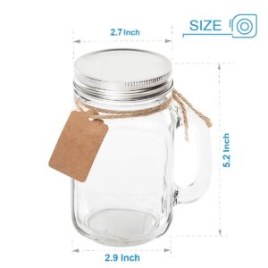 Maredash 8 Pack Mason Jars With Handle Lids with Chalkboard Labels and Tin Lids 16 OZ For Favors