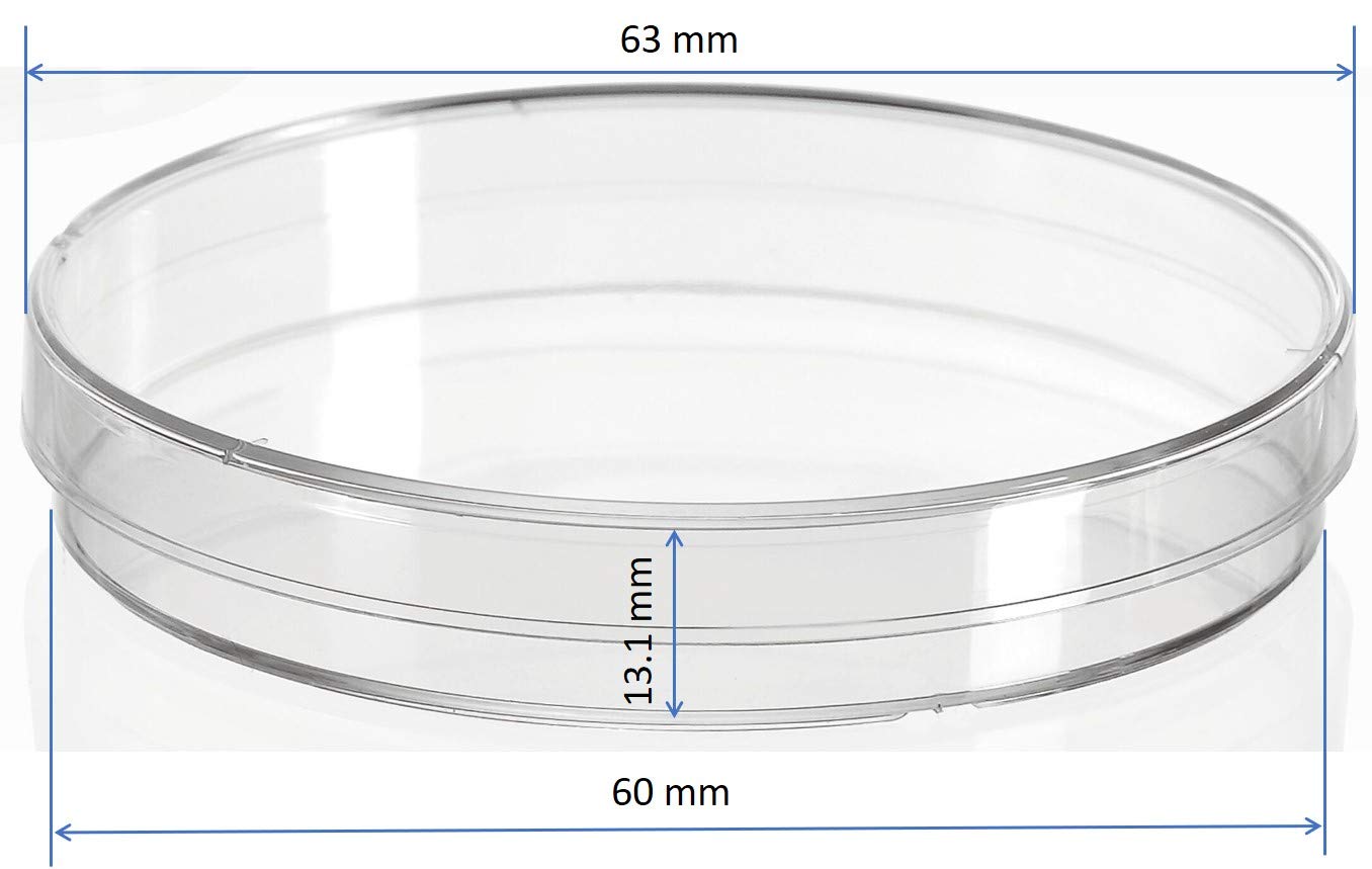 Polystyrene Petri Dish with Lid, 60mm, Sterile (Pack of 26)