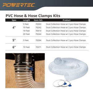 POWERTEC 2-1/2" x 20' Dust Collection Hose with 2pcs Key Hose Clamps for Table Saw, Band Saw, Planer, Belt Sander, Woodworking and Wood Shop Dust Collection System (70243)