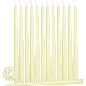 12 Pack Tall Taper Candles - 14 Inch Ivory Dripless, Unscented Dinner Candle - Paraffin Wax with Cotton Wicks - 12 Hour Burn Time