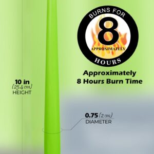 12 Pack Tall Taper Candles - 10 Inch Lime Dripless, Unscented Dinner Candle - Paraffin Wax with Cotton Wicks - 8 Hour Burn Time