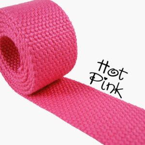 hot pink - heavy canvas webbing roll 1.25" for key fobs, purse straps, belting (5 yard roll)