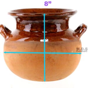 Olla De Barro Frijolera Brown Gloss Finish 6.5 Qt. Canterito Traditional Decorative Artisan Artezenia Fishbowl