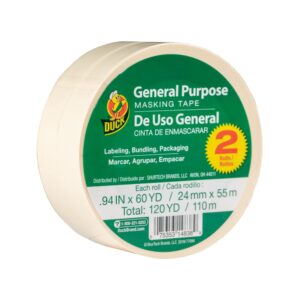 duck brand general purpose masking tape - beige, 0.94 in. x 60 yd., 2-pack (241577)