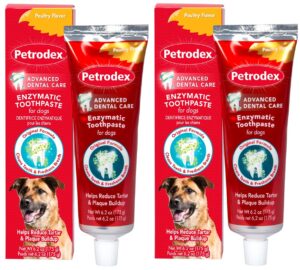 petrodex enzymatic toothpaste for dogs, helps reduce tartar and plaque buildup, poultry flavor, 2 pack