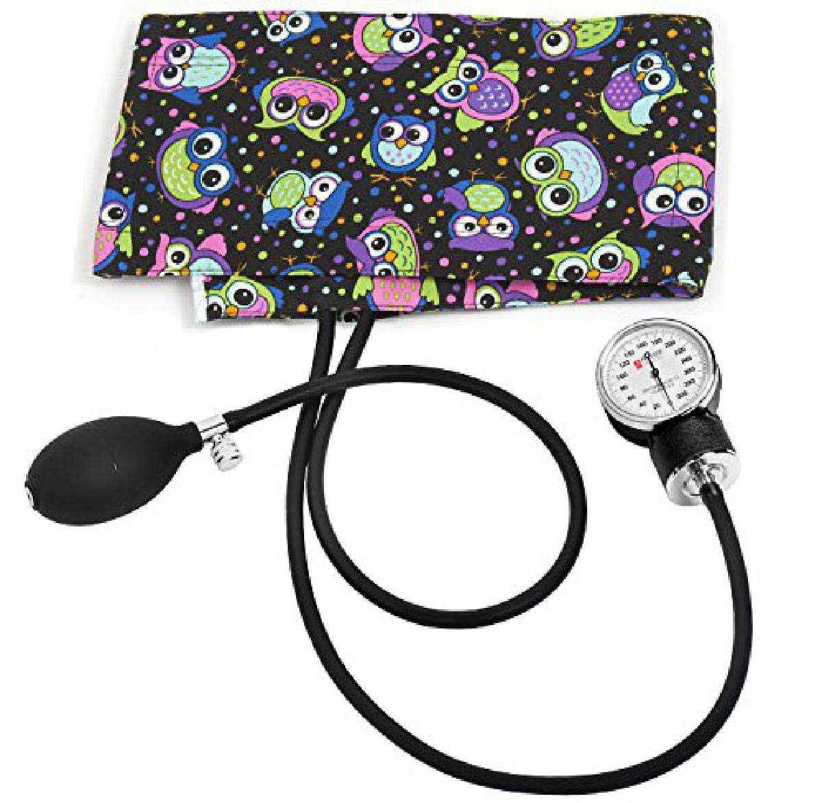 Prestige Medical Adult Premium Aneroid Sphygmomanometer: Clamshell Packaging, Party Owls Black (Model: S82-POB)