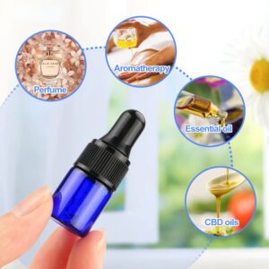 Furnido Pack of 50 2 ml (5/8 Dram) Cobalt Blue Glass Dropper Bottles,Empty Eye Dropper Sample Vials with Black Dropper Caps for Fragrance,Essential Oil,Perfume,Cosmetic Liquid Lotion-2 Dropper Free